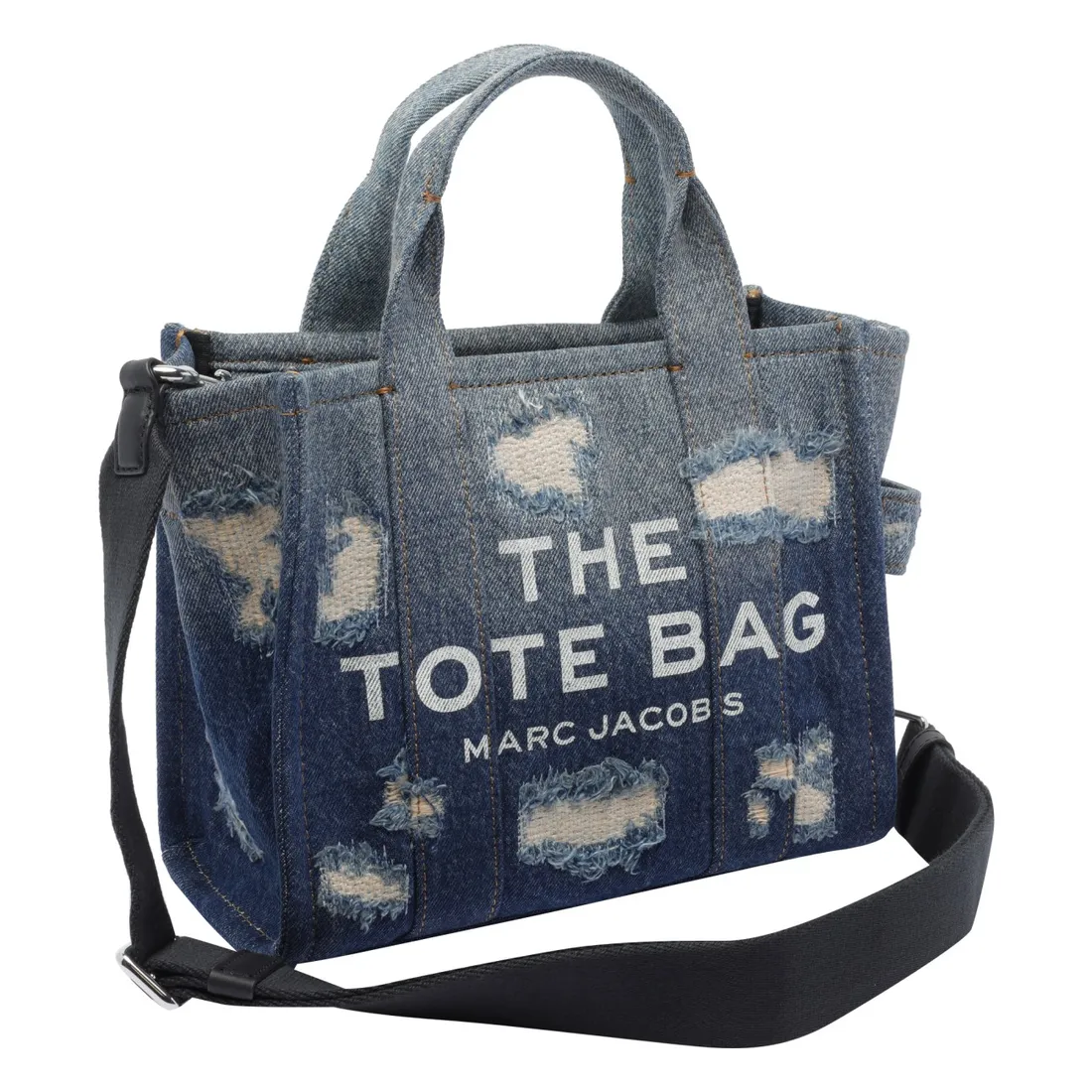 THE RIP AND REPAIR DENIM SMALL TOTE BAG 2P5HTT022H03/491 | Bruna Rosso